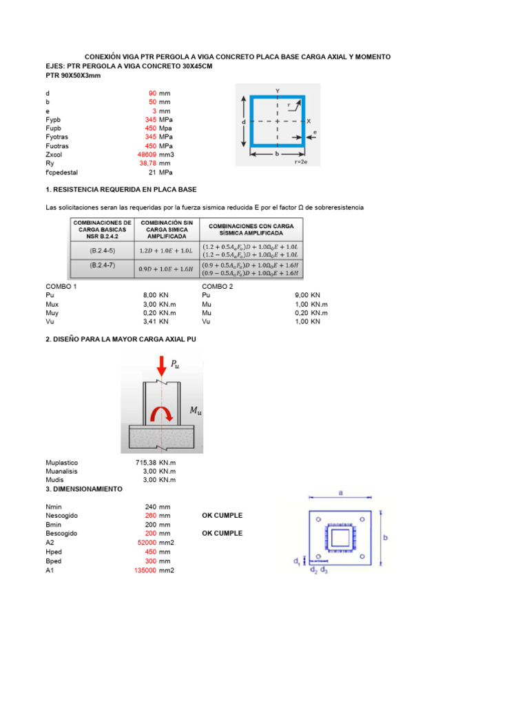 Diseño Estructural de Placas Base PTR | PDF