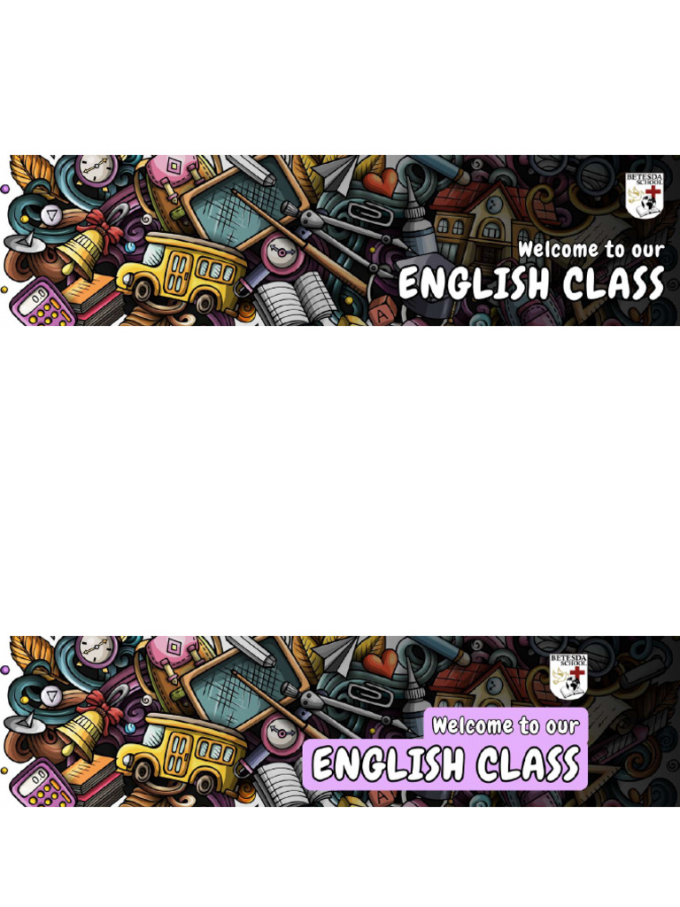 Welcome To English Class Google Classroom Header in Colorful Doodle ...