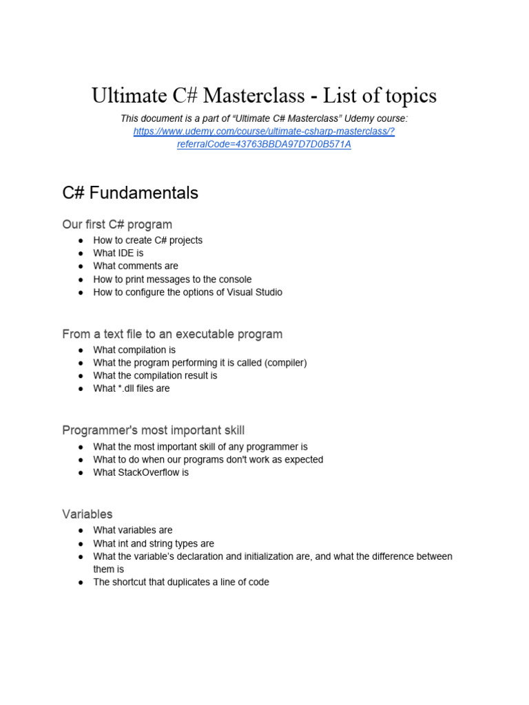 Ultimate C# Masterclass - The Complete List of Topics | PDF | Language Integrated Query | C ...