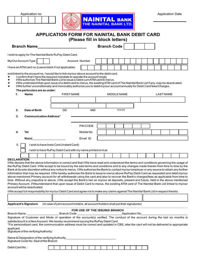 Debit Card Form | PDF | Debit Card | Personal Identification Number