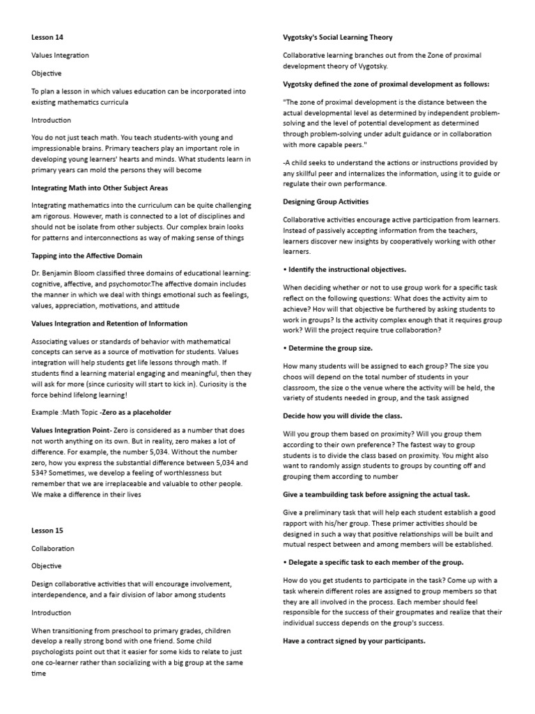Lesson 14-17 MATH Reviewer | PDF | Educational Assessment | Learning