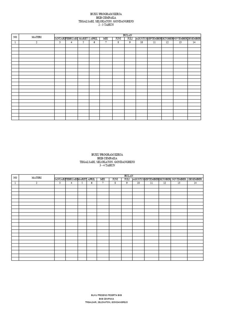 Buku Program Kerja | PDF