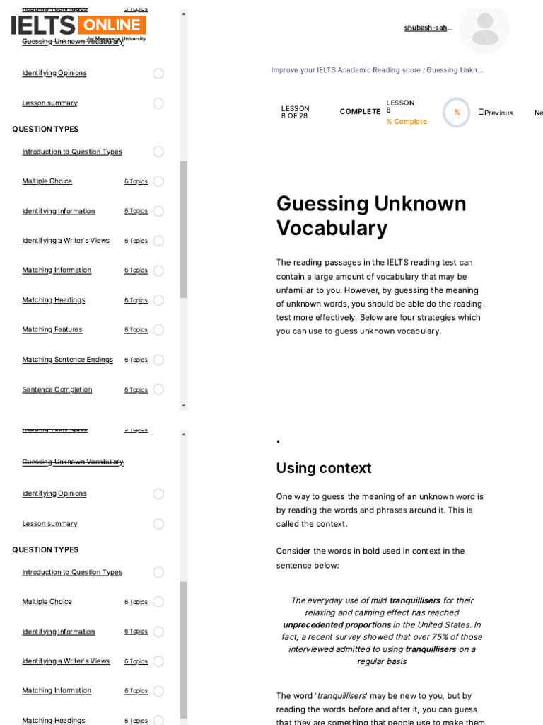 Lessons Guessing-Unknown-Vocabulary | PDF | Vocabulary | Question