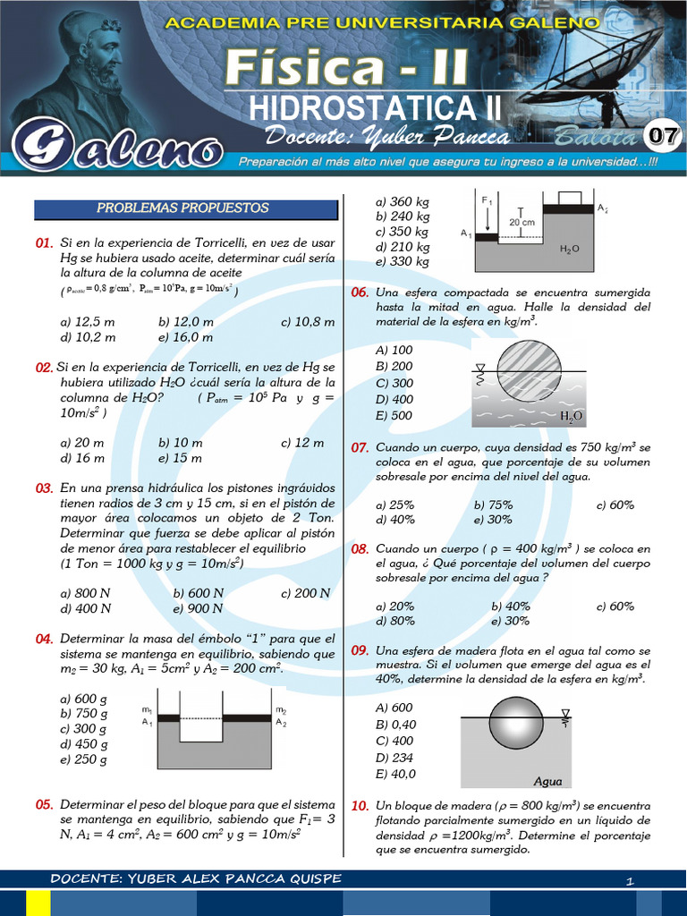 Hidrostatica 2 2024 | PDF | Densidad | Volumen