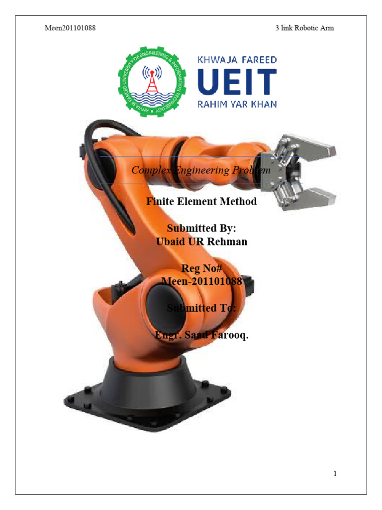 Meen 201101088 CEP FEM Robotic Arm | PDF | Strength Of Materials ...