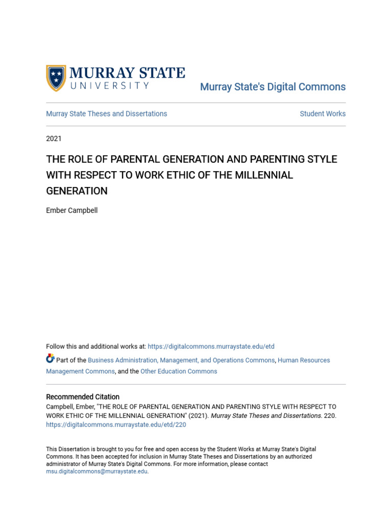 The Role of Parental Generation and Parenting Style With Respect | PDF ...