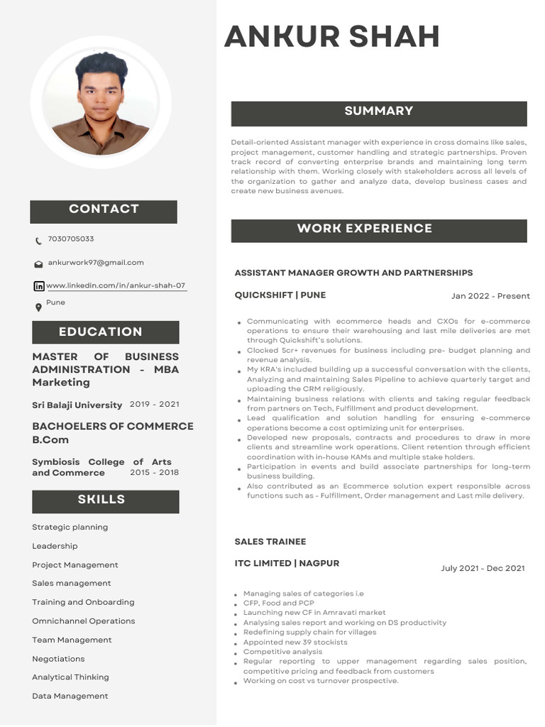 Ankur CV - (Growth and Partnerships) | PDF | E Commerce | Customer Relationship Management