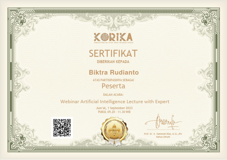KORIKA E Certificate | PDF