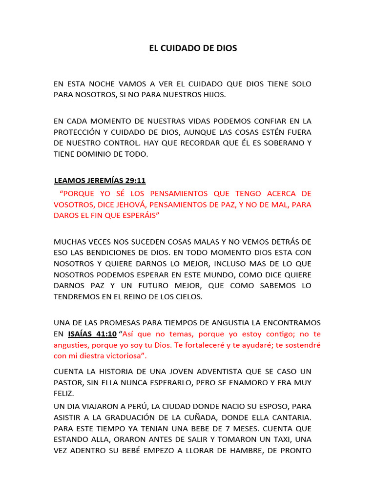 EL CUIDADO DE DIOS | PDF