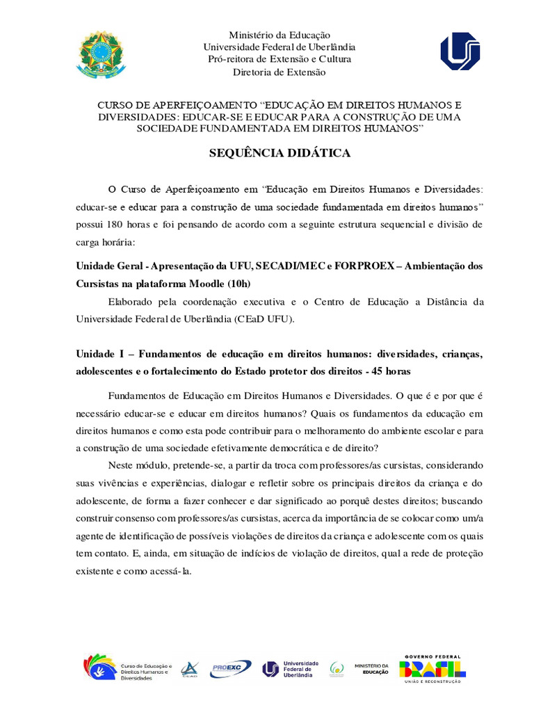 Sequência Didática e Estrutura Curricular - CDHD | PDF | Refugiado ...