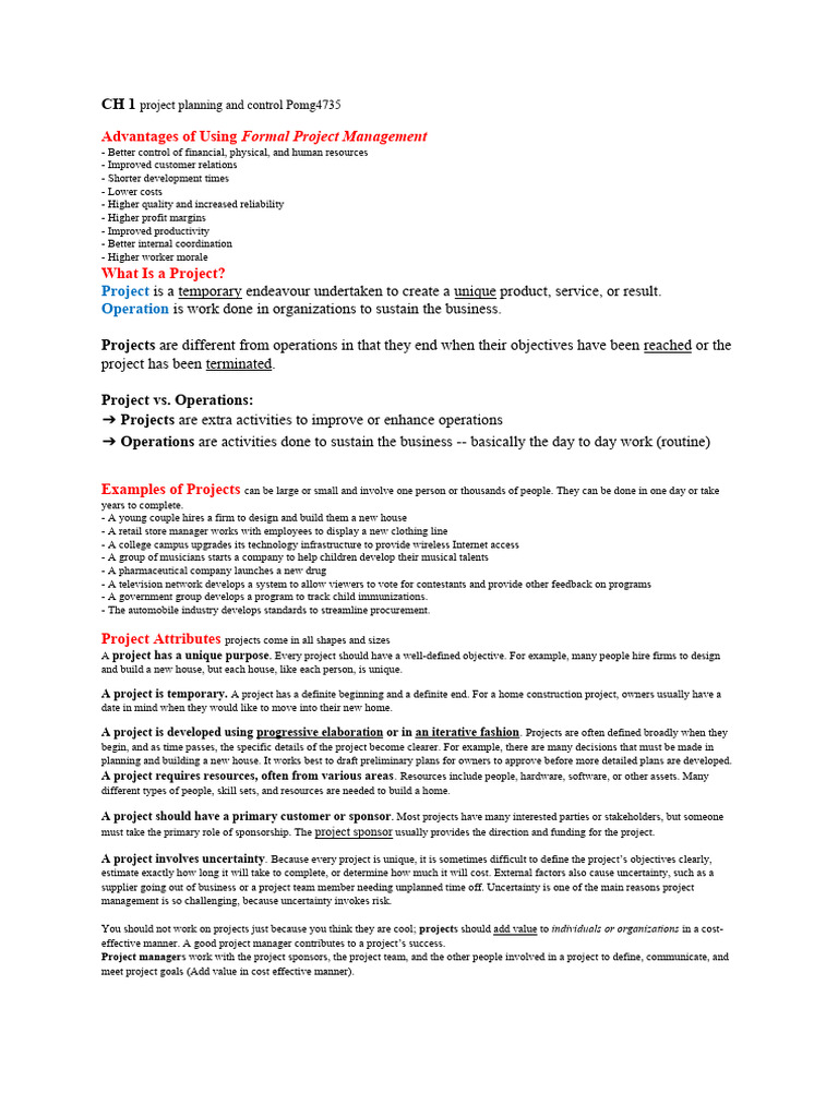 Project Planning and Control Essentials | PDF | Project Management ...