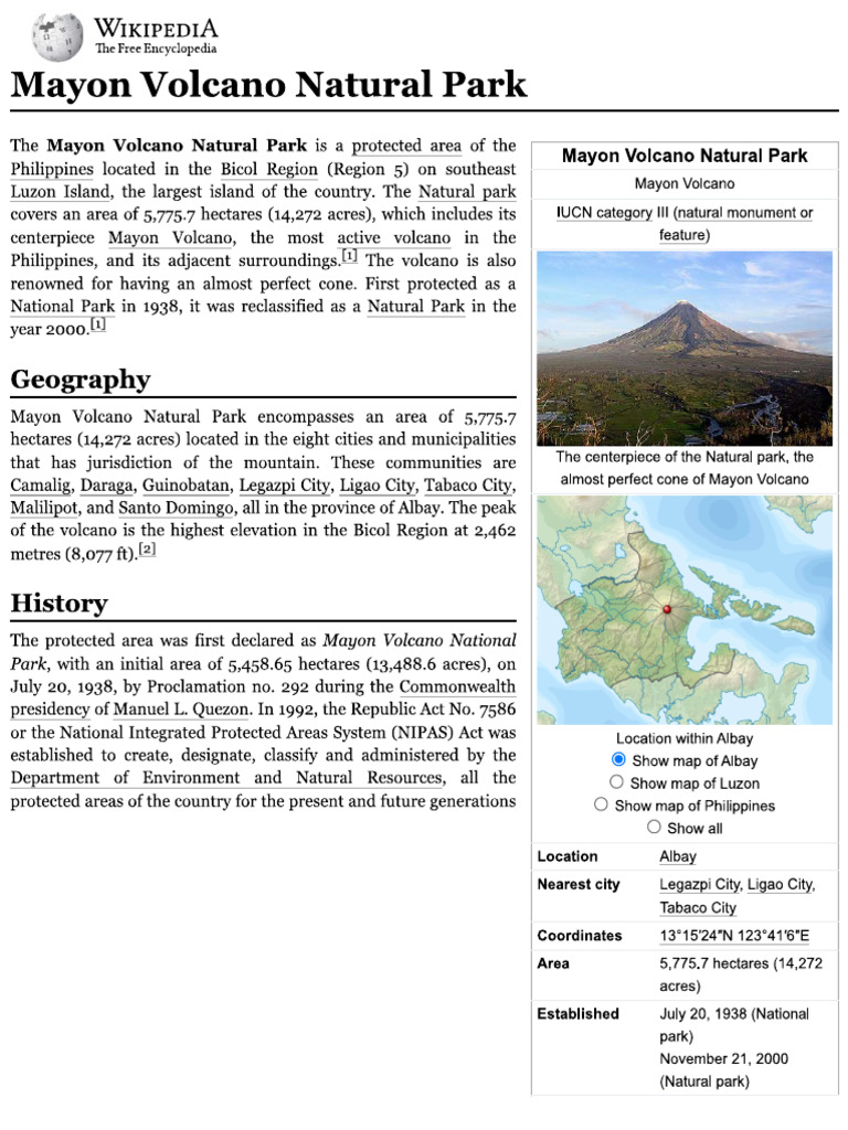 Mayon Volcano Natural Park | PDF
