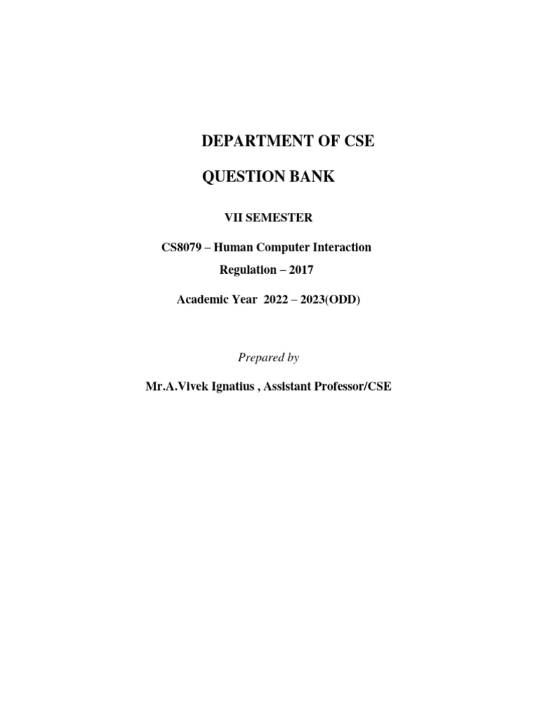 Hci - QB 2021 | PDF | Human–Computer Interaction | Usability Hci - QB 2021 | PDF | Human–Computer Interaction | Usability