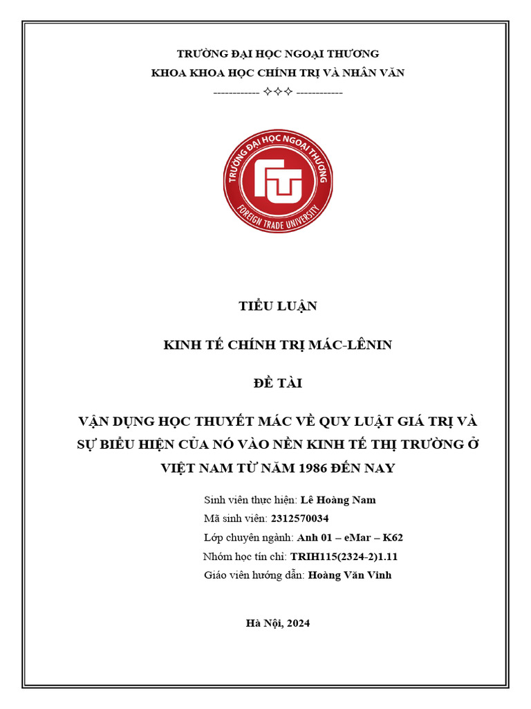 Tiểu Luận KTCT | PDF