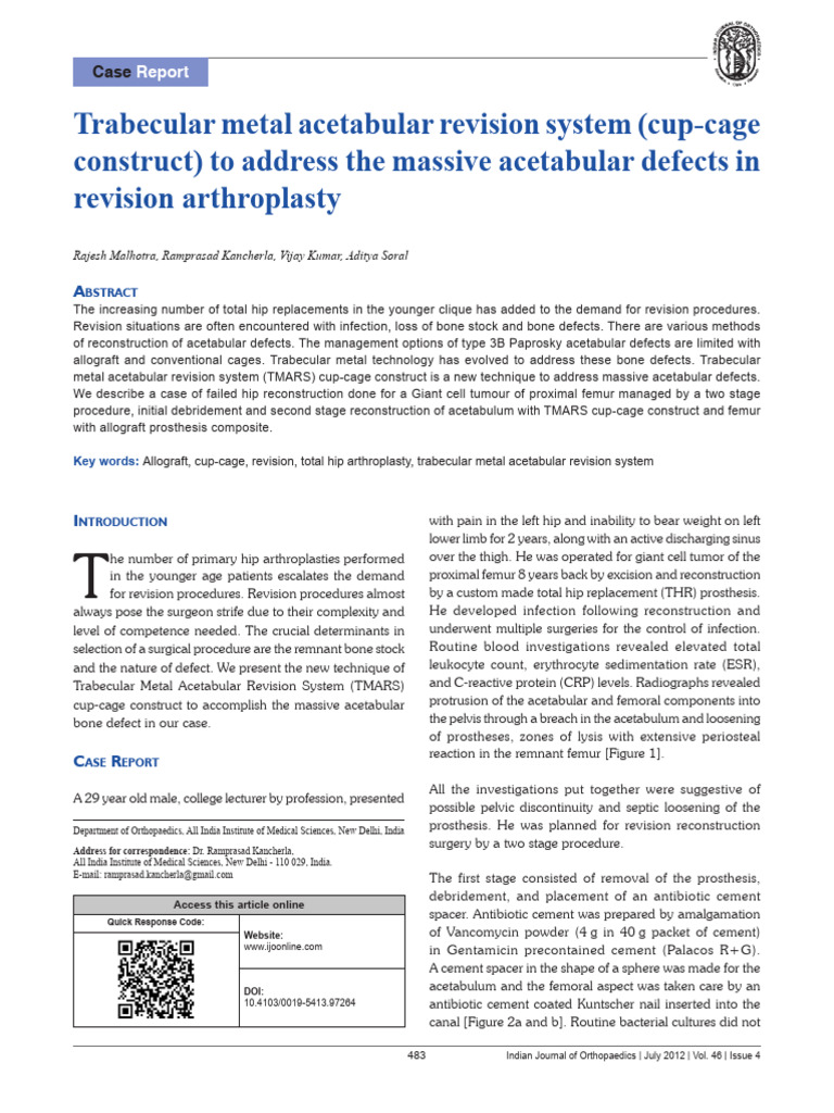 Trabecular Metal Acetabular Revision System Cup Cage Construct To ...