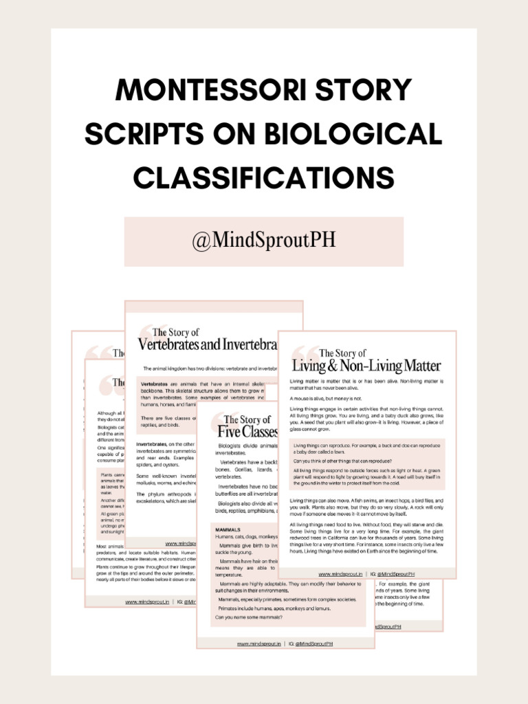 Montessori Story Scripts On Biological Classifications by MindSprout ...