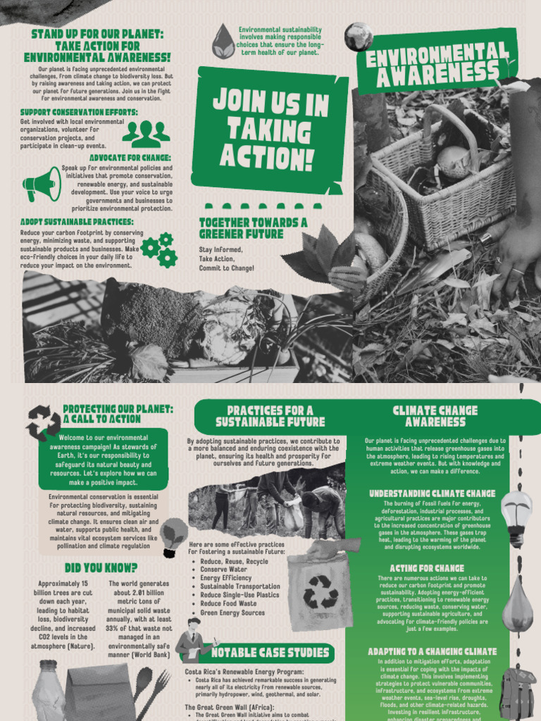 Green Modern Textured Environmental Sustainability Brochure | Download ...