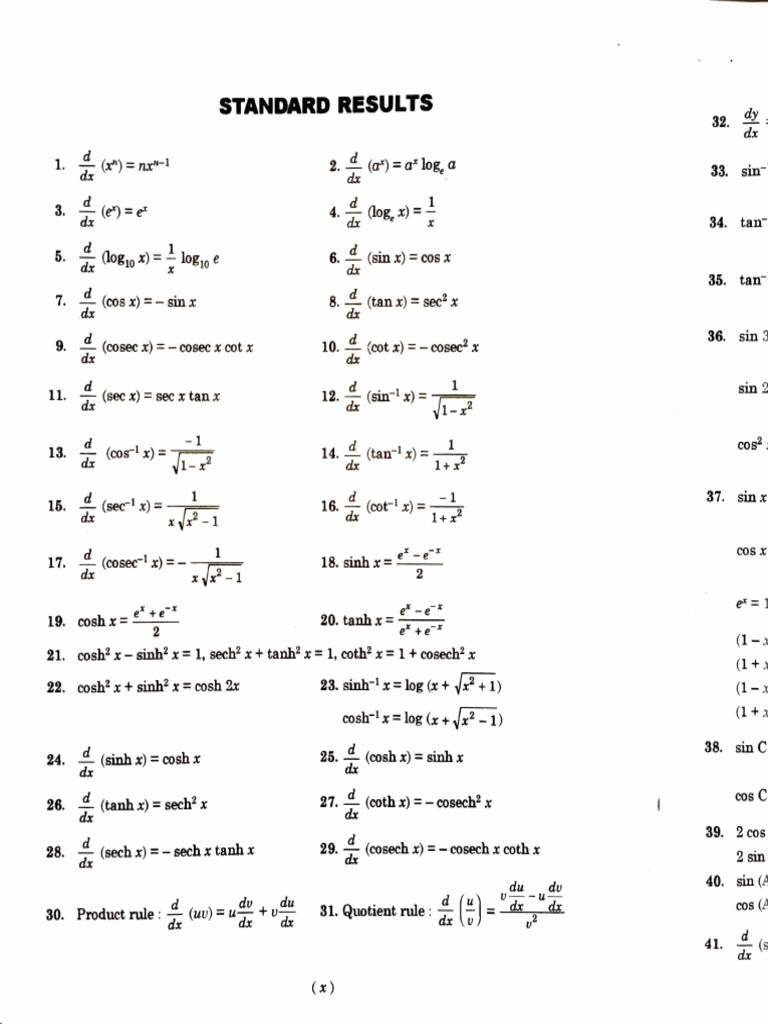 Calculus Formulas | PDF | Calculus | Differential Calculus