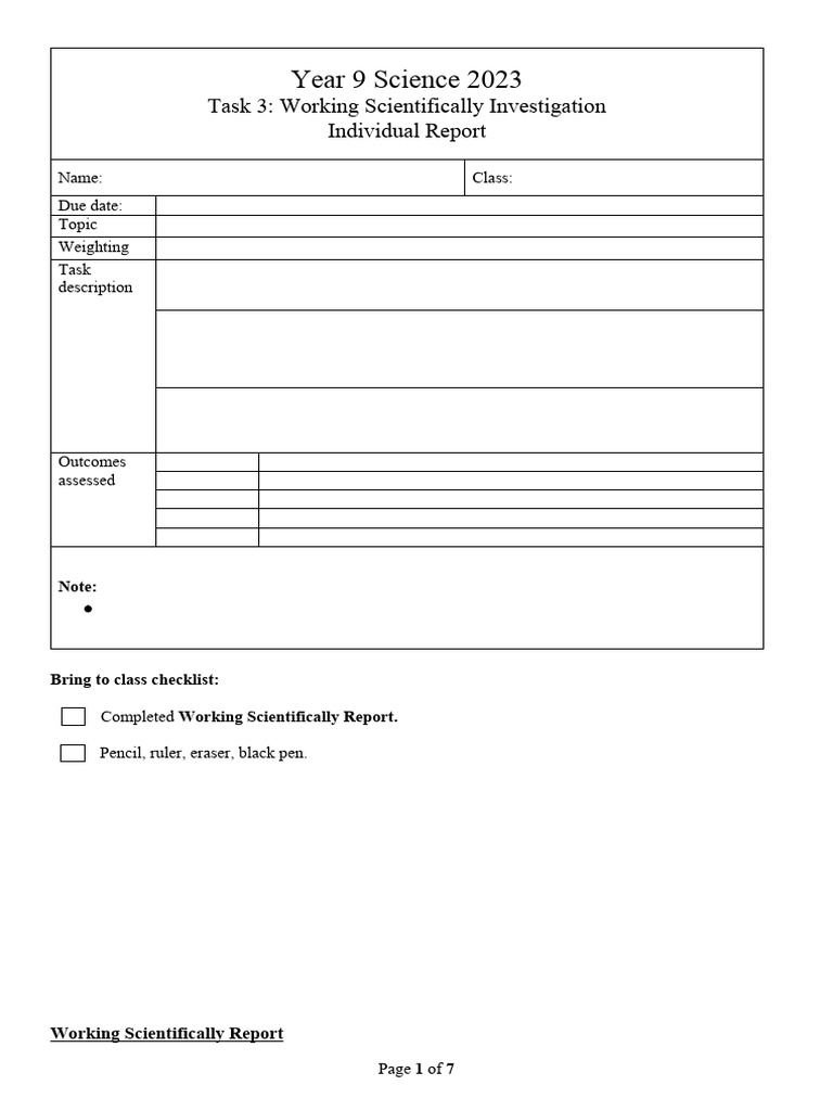 EXP-Law of Reflection Working Scientifically Task Template | PDF | Risk