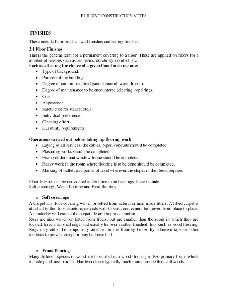 BC Notes | Download Free PDF | Plaster | Flooring