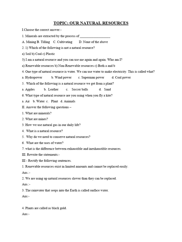 Resources Question Paper | PDF | Renewable Resources | Soil