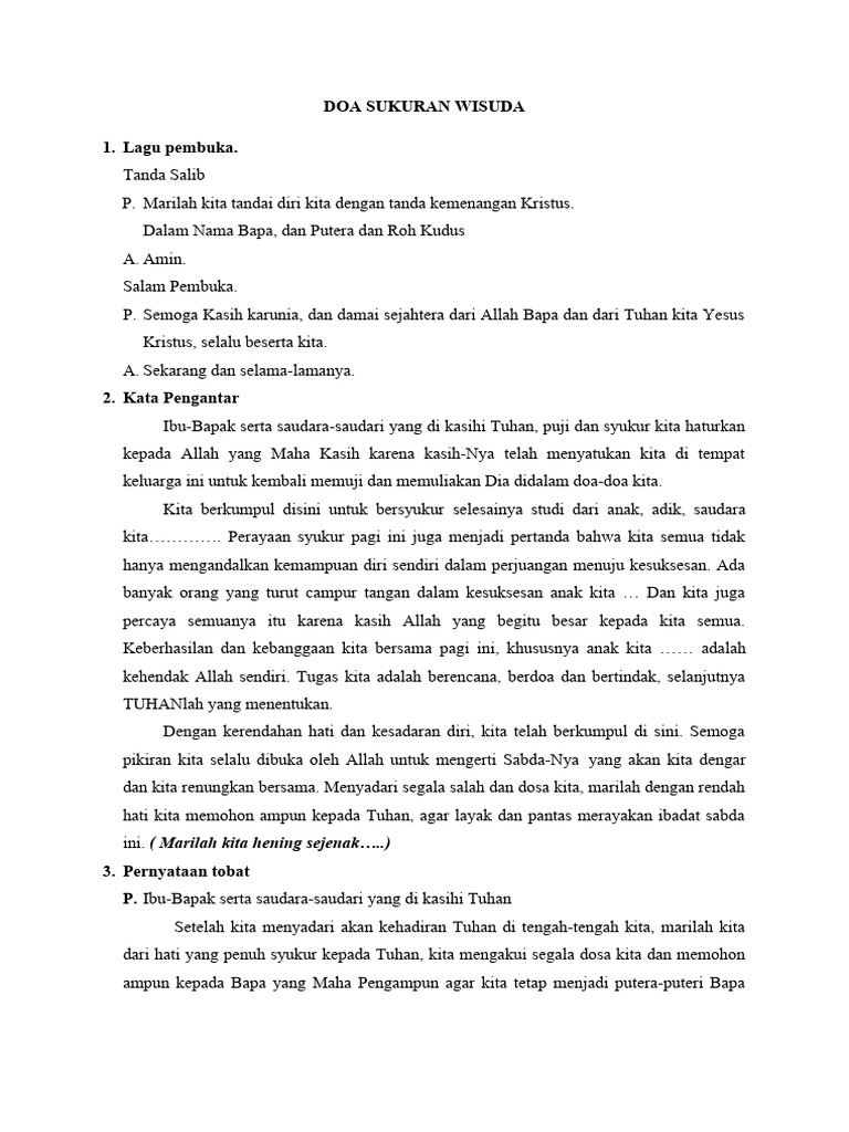 Doa Syukur Wisuda | PDF