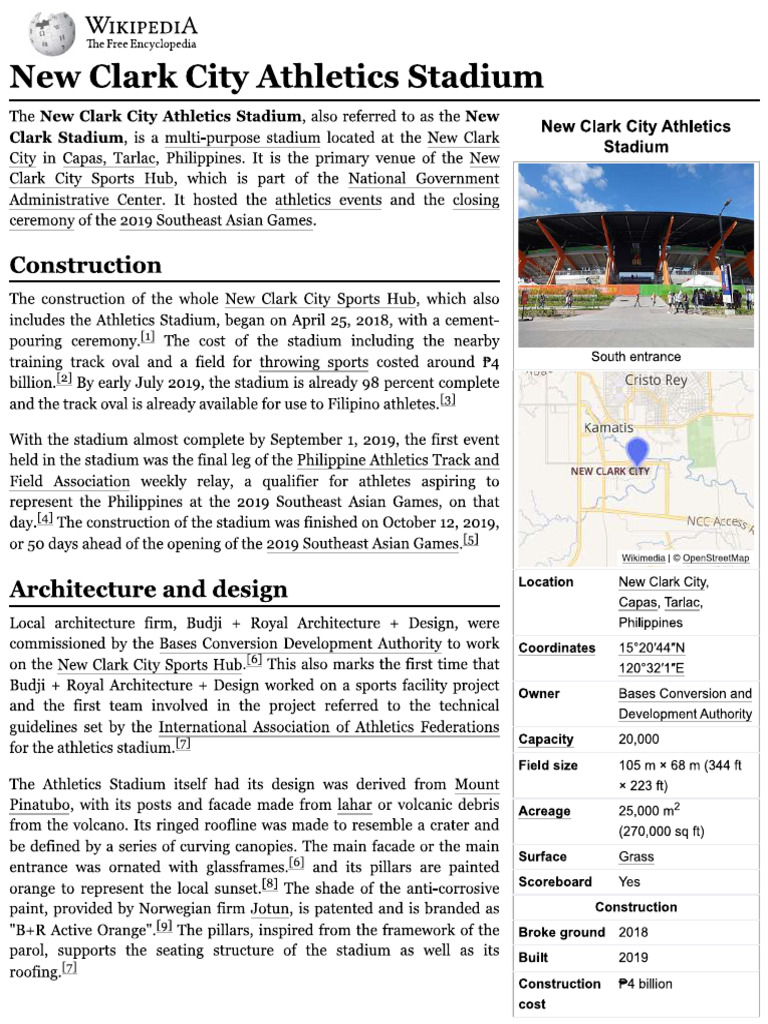 New Clark City Athletics Stadium | PDF