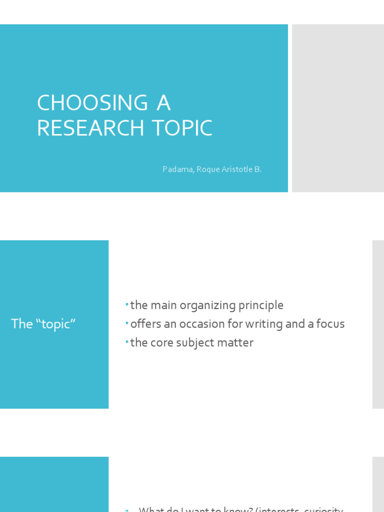 Padama Roque Aristotle B Report CHOOSING A RESEARCH TOPIC AND TITLE | Download Free PDF ...