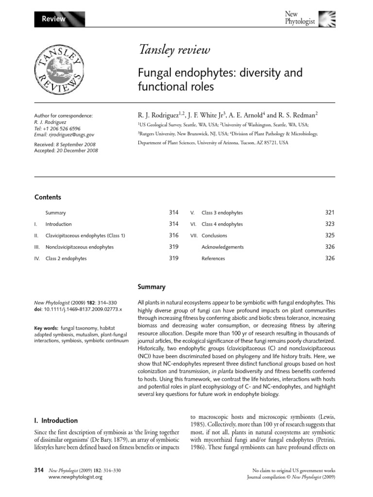 New Phytologist - 2009 - Rodriguez - Fungal Endophytes Diversity and ...