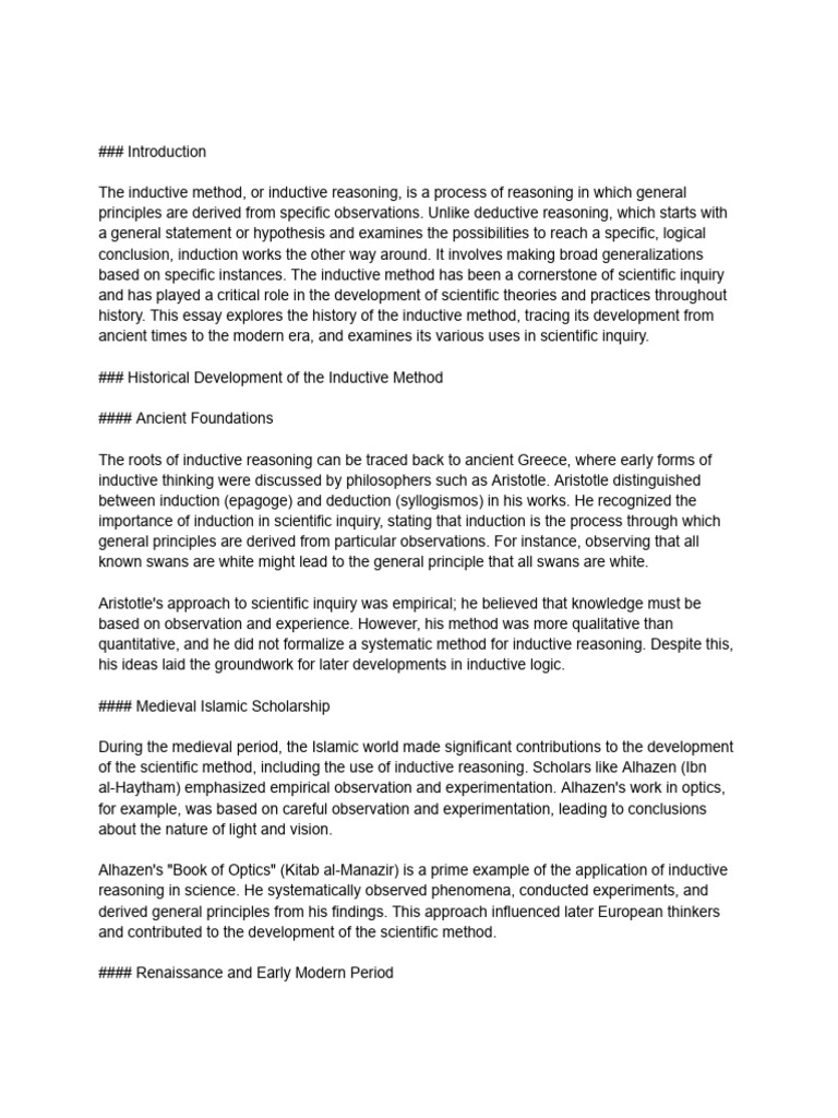 History Of Inductive Method And Uses Of Inductive Method In Science Pdf Inductive Reasoning