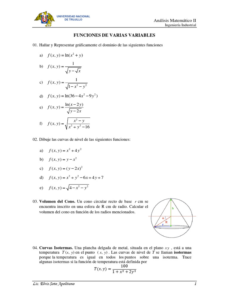 S2 HT Funciones de Varias Variables UNT | PDF | Métodos y materiales de enseñanza