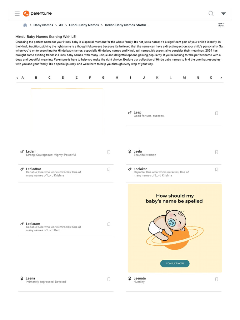 33 Unique Indian hindu Baby Names stating with LE with meaning ...