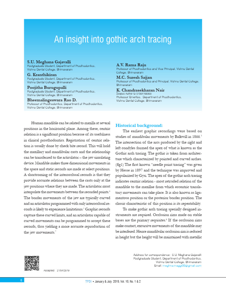 Understanding Gothic Arch Tracing | PDF | Mouth | Tooth