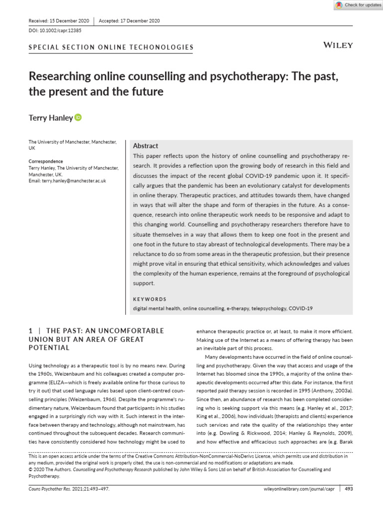 Couns and Psychother Res - 2021 - Hanley - Researching Online ...