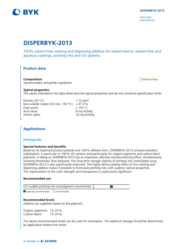 Tds Disperbyk-2013 en | PDF | Coating | Ink