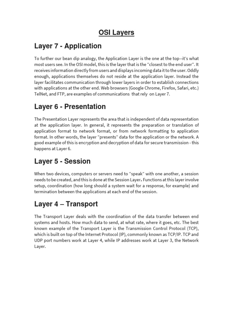 OSI Layers | PDF | Computer Network | Osi Model