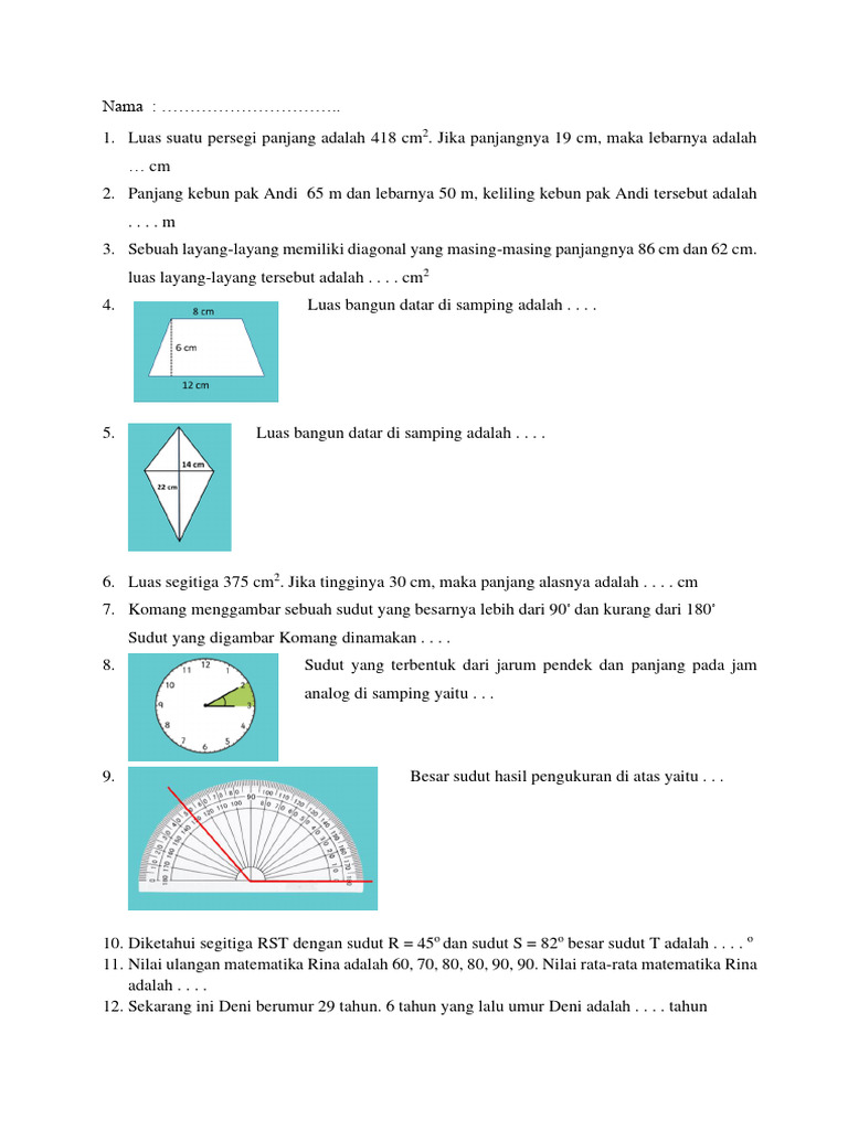Latihan Soal Matematika Kelas 5 | PDF