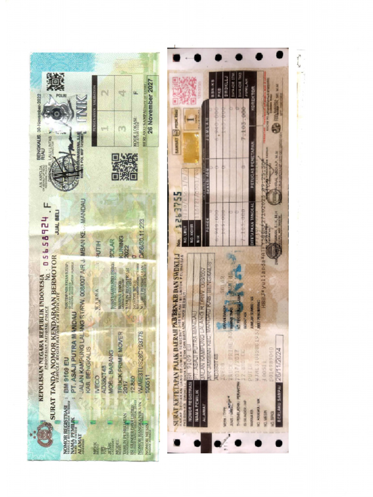 STNK & Kir BM 9109 Eu | PDF