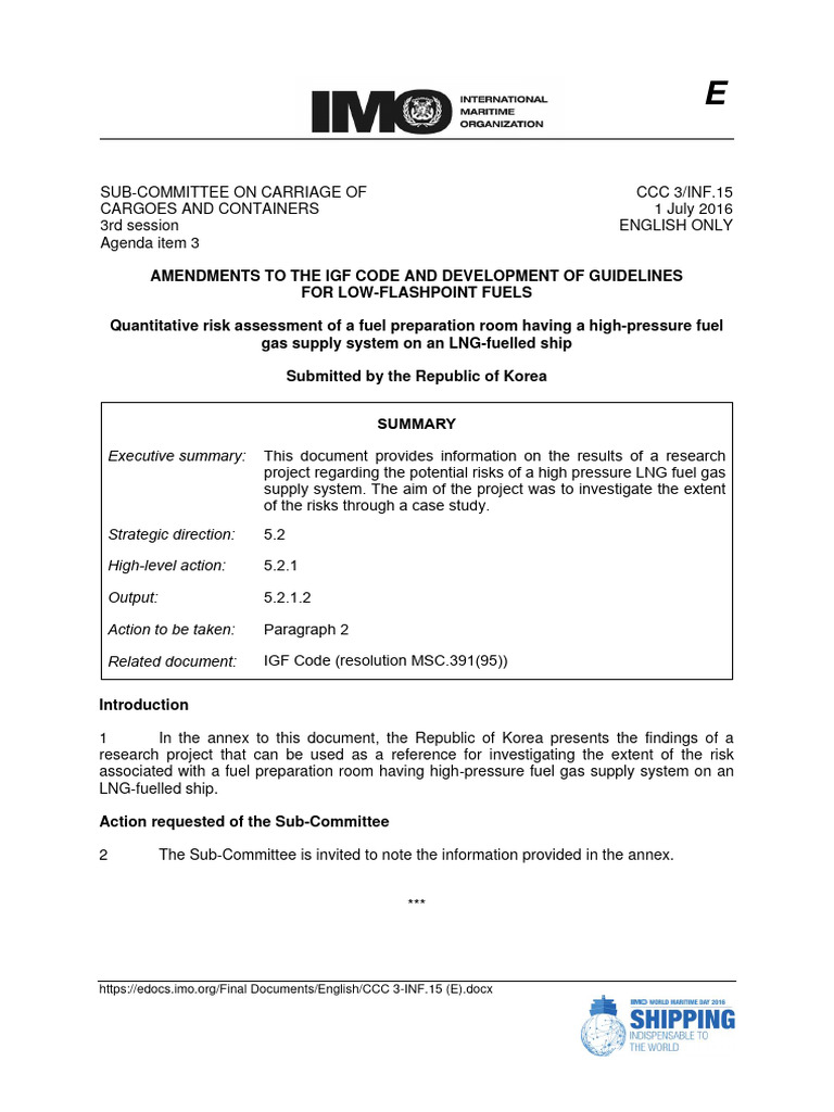 CCC 3-INF.15 - Quantitative Risk Assessment of A Fuel Preparation Room Having A High-Pressure ...