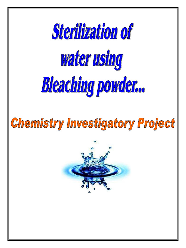 Sterilization of Water Using Bleaching Powder | PDF | Water ...