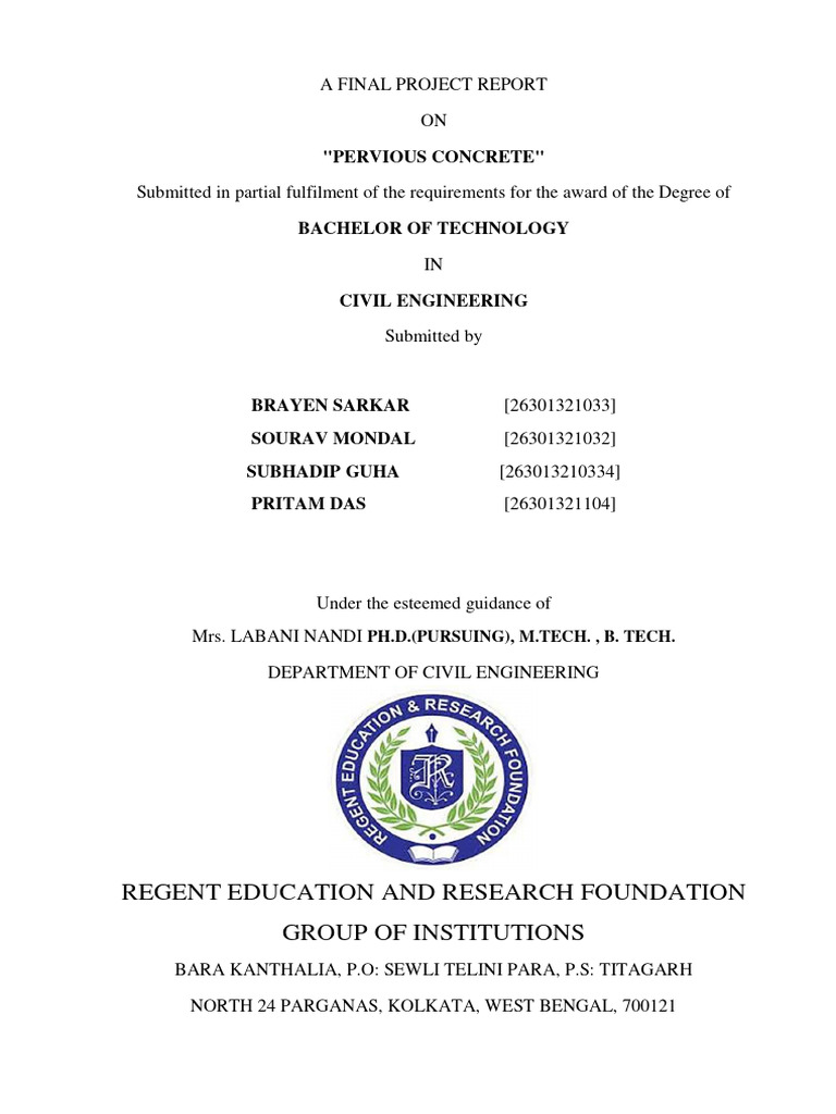 Pervious Concrete Project Report | PDF | Concrete | Stormwater