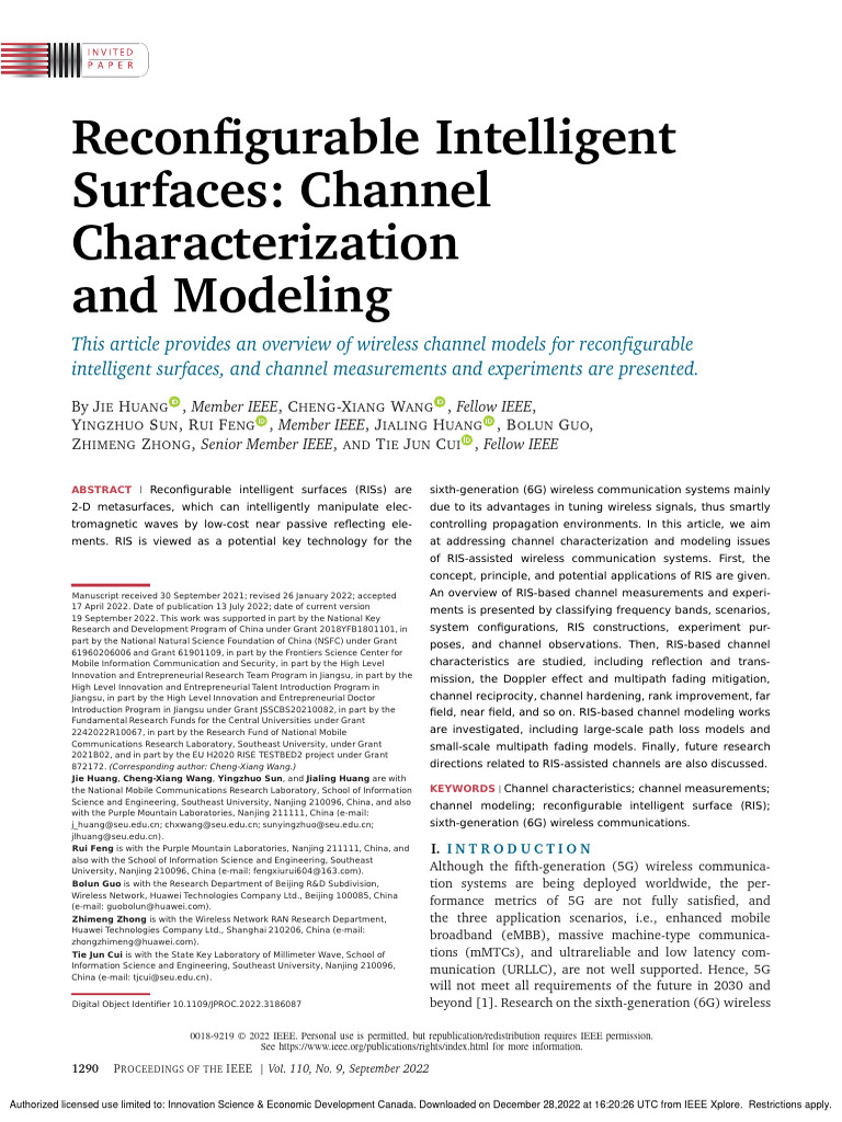 Reconfigurable Intelligent Surfaces Channel Characterization and Modeling | PDF | Antenna (Radio ...