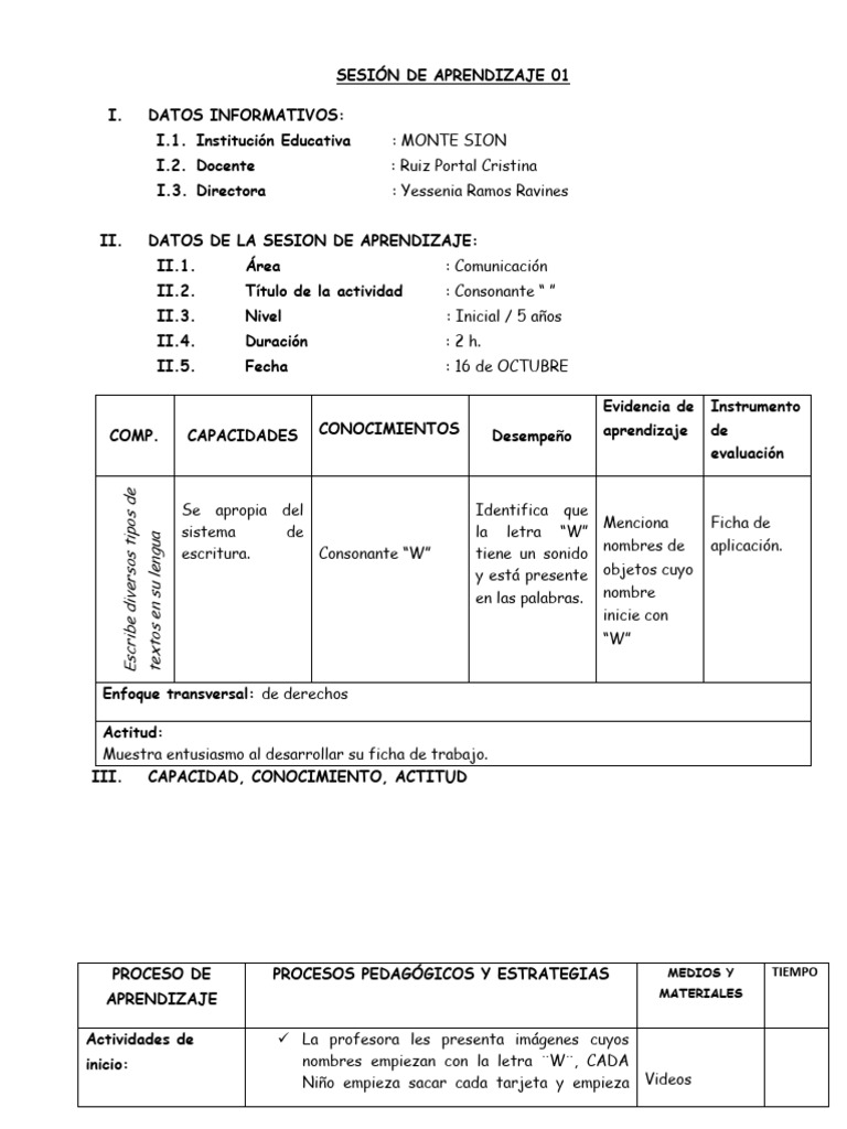 Sesión de Aprendizaje 8 | PDF | Aprendizaje | Maestros