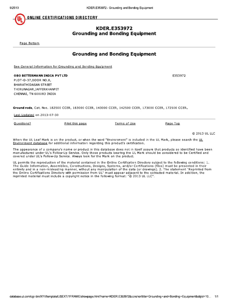 UL Certificate For Earthing Rod 14.2 17.2 & 18.2mm | PDF