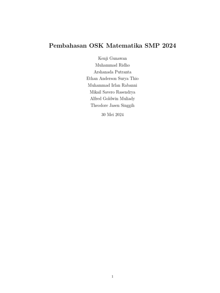 Pembahasan Soal OSK SMP 2024 | PDF