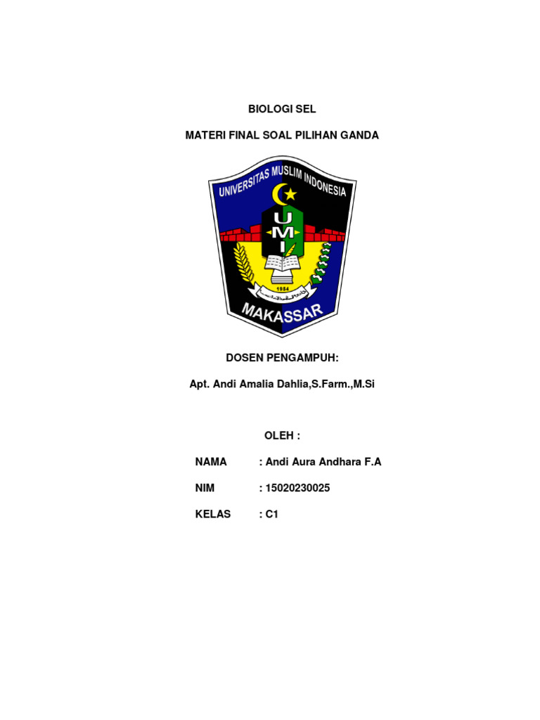 Biologi Sel Soal Uas | PDF | Kajian Bahasa Asing | Sains & Matematika