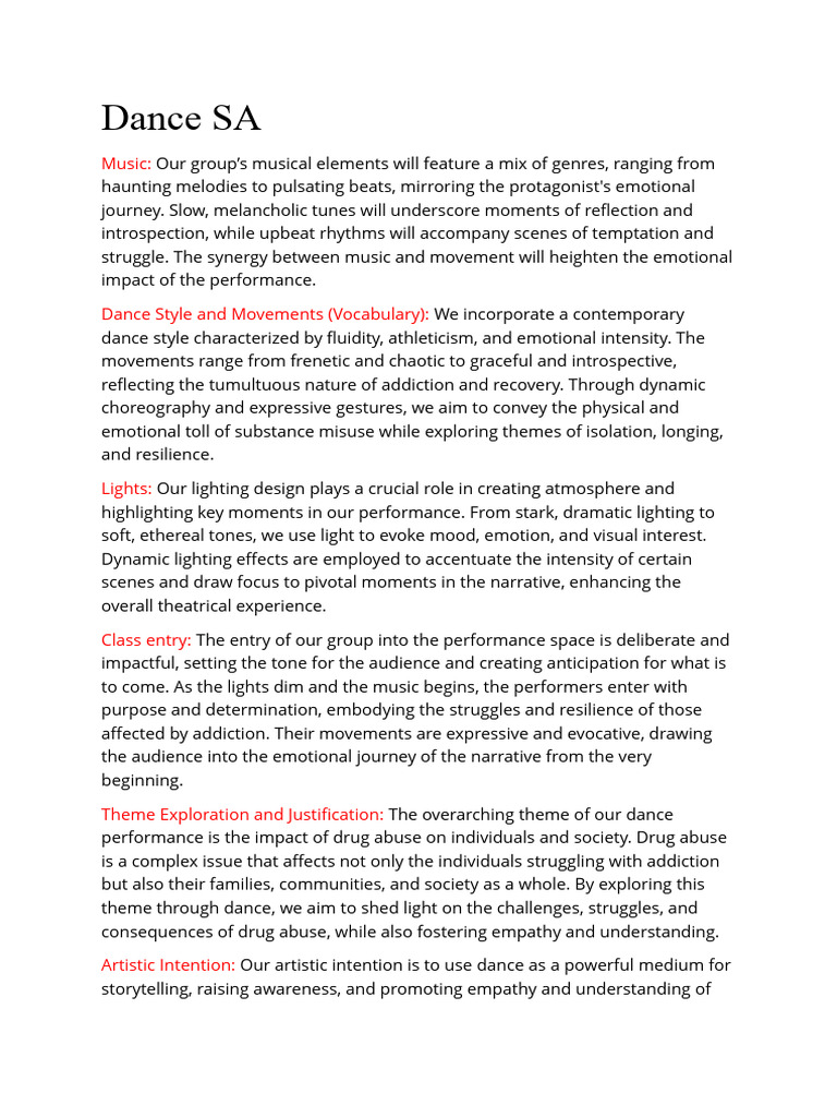 Dance (Summitive Assessment) | PDF | Dances | Narrative