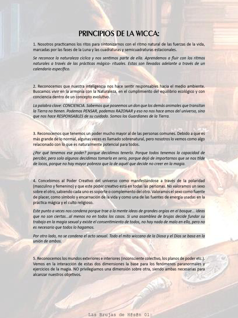 13 PRINCIPIOS DE LA WICCA | PDF | Brujería | Realidad