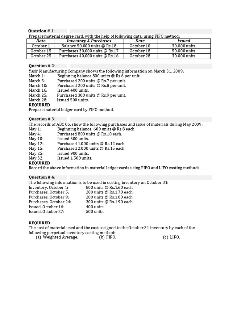 Lifo Fifo Wa Qts | PDF | Home & Garden