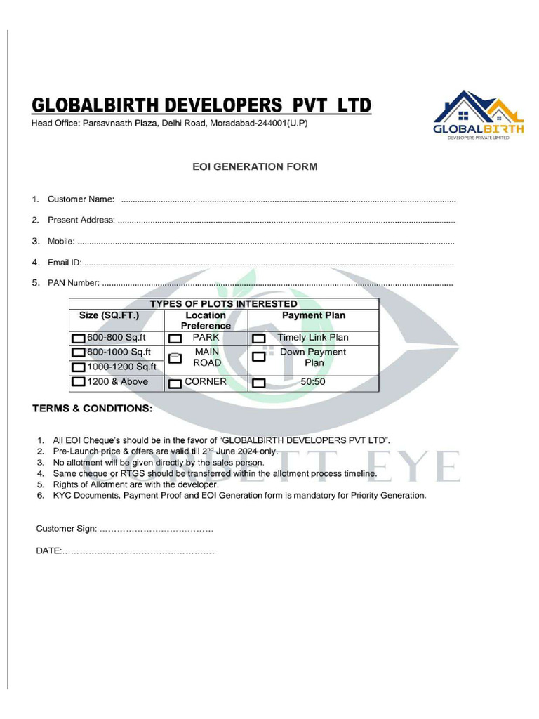 Eoi Form (Corbett Eye) | PDF